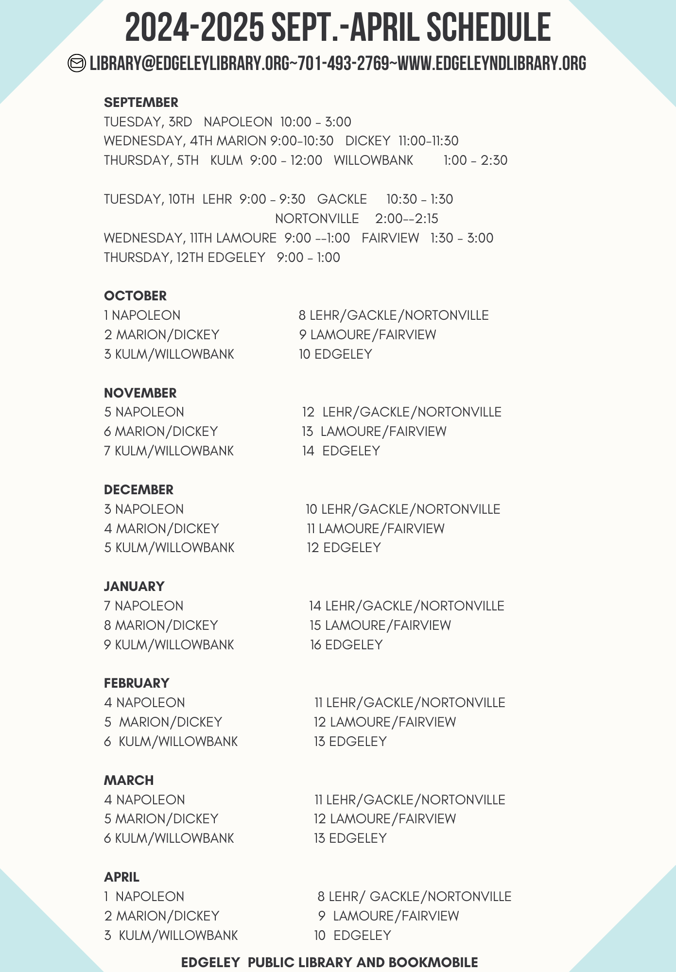 South Central Area Library Bookmobile – Edgeley Public Library